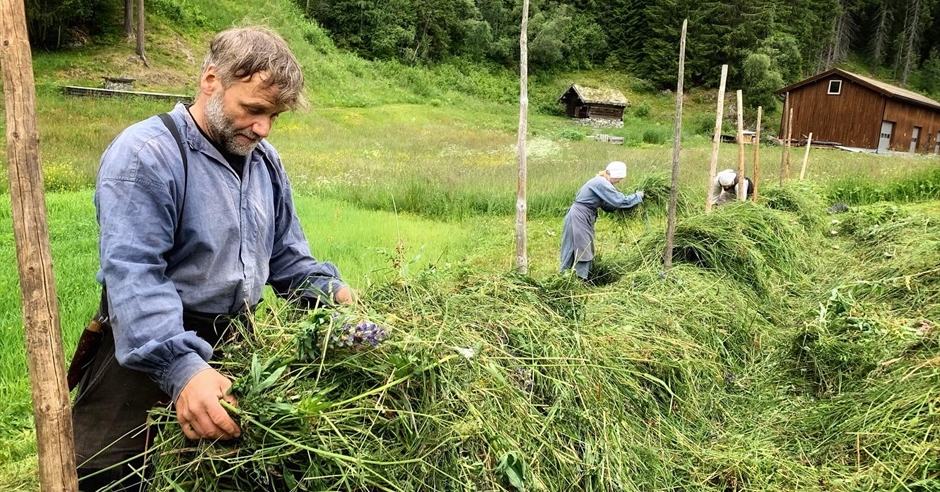 Hesjing og kinning av smør med museumsbonden - Museumsarrangement